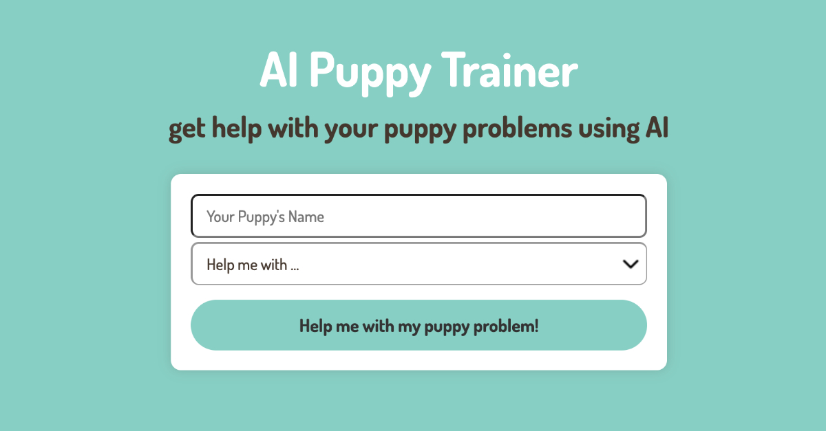 AI Puppy Trainer - get AI help with your puppy problems using ChatGPT